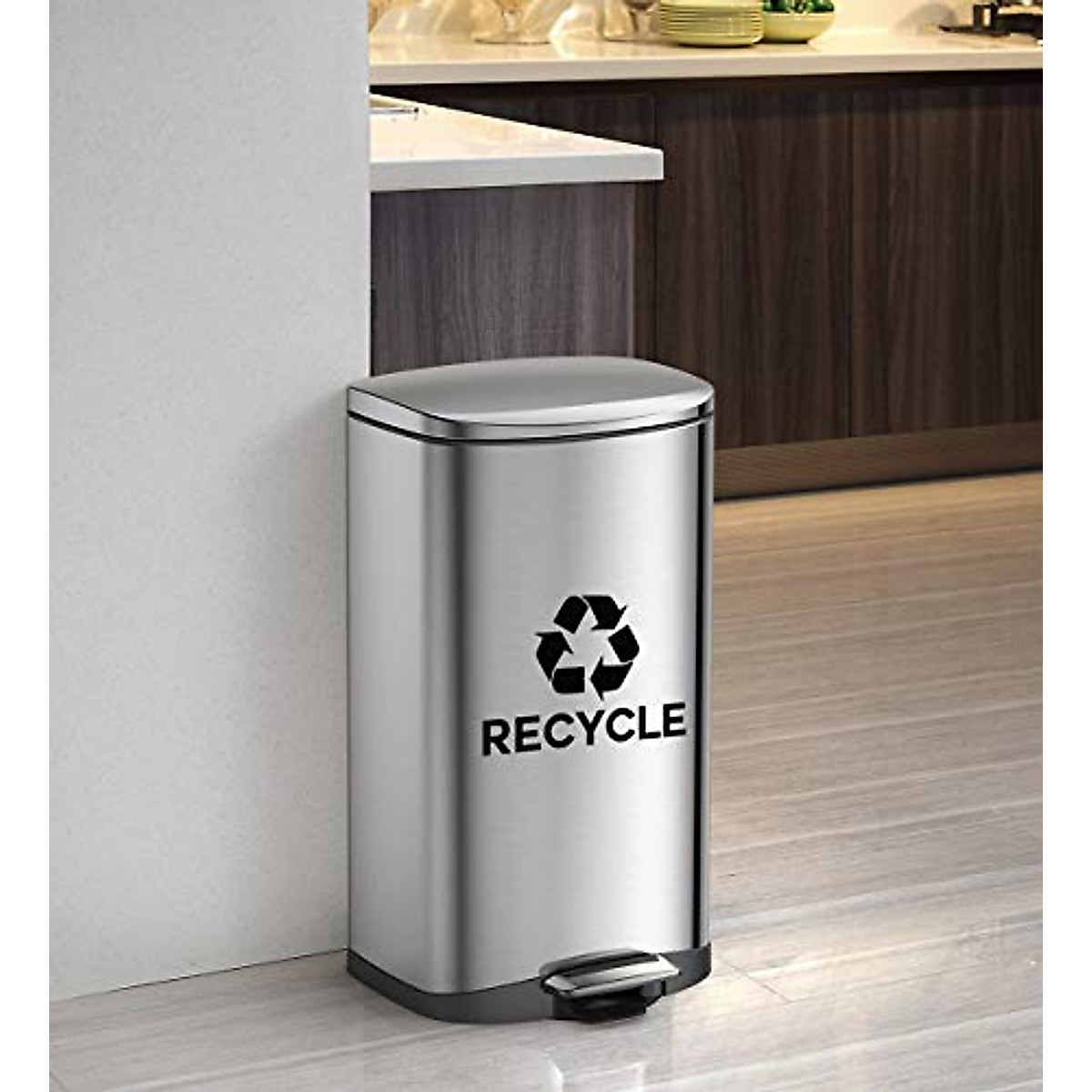 Ignixia Recycle Symbol Sticker Decal to Organize Trash cans/Garbage containers, Recycle Sign Decal Plotter Cut Vinyl Outdoor Recycle Containers (Black, 10 X 7) Inches Large (Pack of 02)
