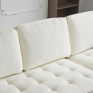Convertible Sectional Sofa 85.38" L Shaped 3 Seat Couch Heavy Duty Corner Couch Chenille Lounge Couch w/Reversible Chaise & Arm-Pillows,Comfy Upholstery Sofa & Couches for Living Room Apartment,Beige
