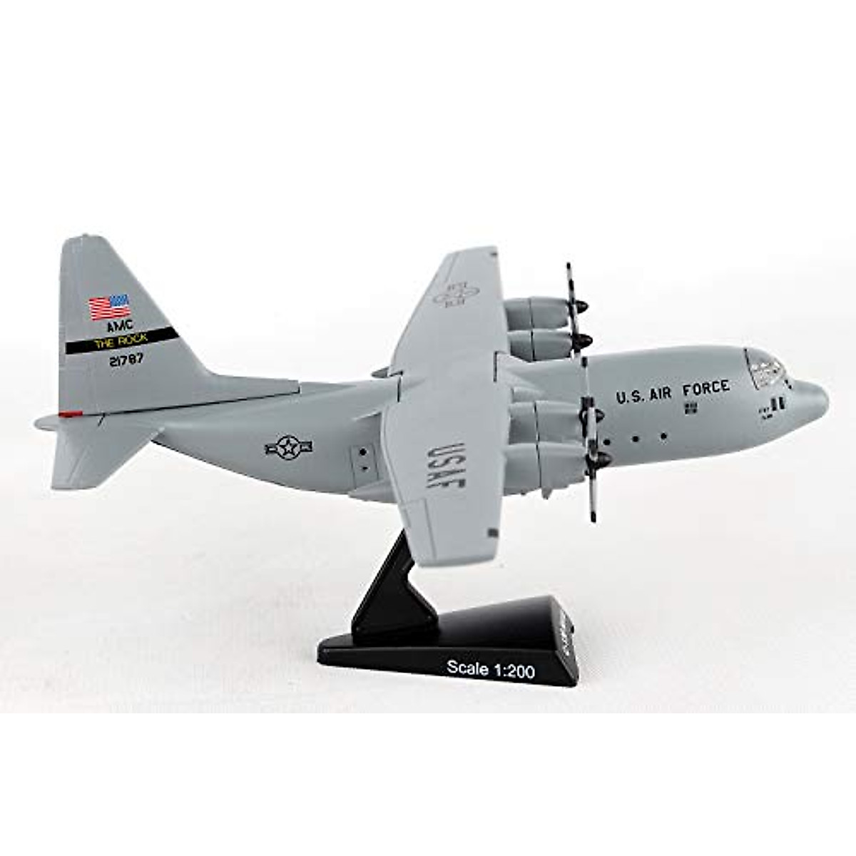 Daron Worldwide Trading Postage Stamp USAF C-130 1/200 Spare 617 Airplane Model, White