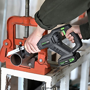 GALAX PRO Reciprocating Saw, Cordless Reciprocating Saw with battery, 0-3000RPM, 20V 2.0Ah Cordless Saw, 3pcs 6-inch Wood Saw Blade & 2pcs 6-inch Metal Saw Blade for thin wooden board, soft metal