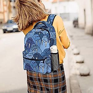 Walrus Backpack Bookbag Cute Funny Printed Graphic for Book Study Travel