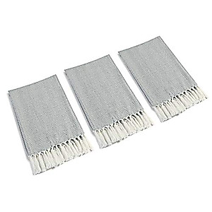Mia'sDream Tassels Cotton Hand Face Head Guest Gym Towel Set Washcloth Kitchen Tea Towel Dish Cloth Set 3 Pack 16inch X 24inch (Grey)