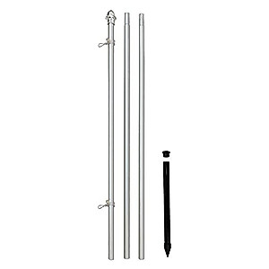 Flags Importer 10ft Aluminum (Silver) Outdoor Pole with Ground Spike - Silver