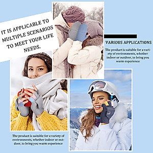 SATINIOR 4 Pairs Women Fingerless Gloves Winter Flip Gloves Warm Knitted Convertible Mittens Thick Fingerless Mittens with Mittens Cover Rainbow Convertible Gloves for Women