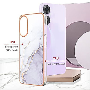 NVWA Compatible with Oppo A78 A58 Case Slim, TPU IMD Personalized White Marble Series Slim Phone Cases Shockproof Back Protective Cover Ring Holder
