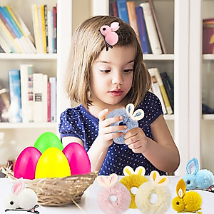 Easter Eggs Easter Basket Stuffers For Toddler Girls Filled 4 Pack Eggs with Cute Rabbit Hair Clips and Hair Ties Inside Colorful Plastic Prefilled Easter Eggs with Toys Inside For Kids Easter Gifts