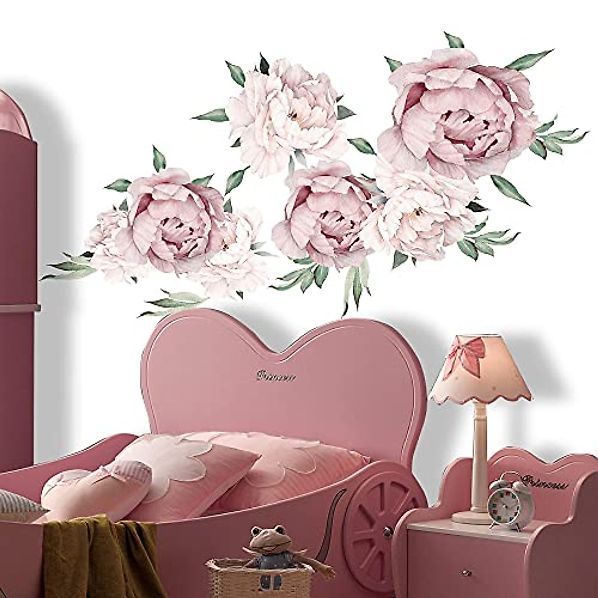 Pink Watercolor Peony Wall Decal Bedroom Girl Peel and Stick Peonies Vinyl Sticker Set of 7 Flowers Over the Crib Bed Nursery [lt800 small]
