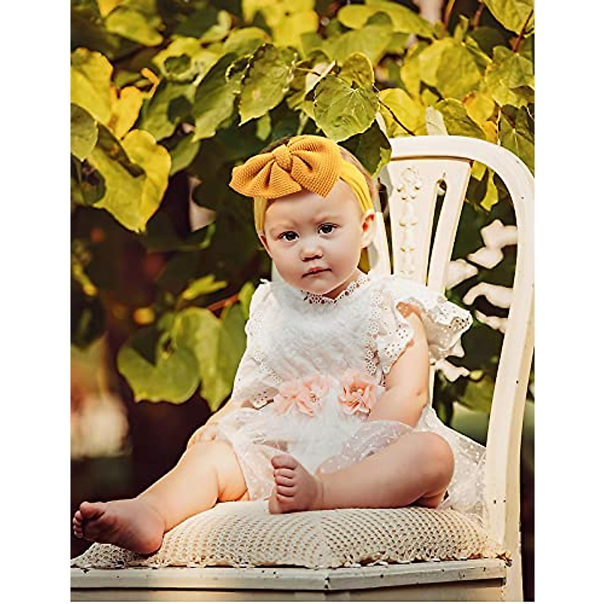 Makone 9PCS Baby Nylon Headbands Hair Accessories Hair Bows Stretchy Headband for Baby Girls Babies Newborn Infant Toddler