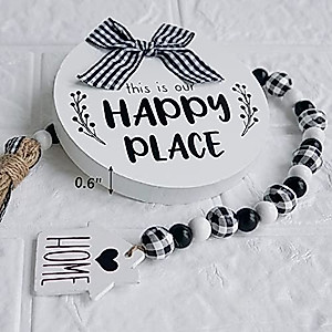 Farmhouse Tiered Tray Decor, Plaid Gnomes Plush Home Kitchen Decor,3X Premium Home Wood Signs with Handmade Artificial Green Garland,Buffalo Plaid Beads Garland, Farmhouse Kitchen Table Tiered Tray Decorations