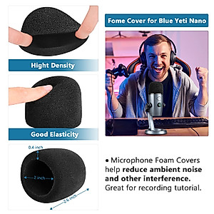 Yeti Nano Pop Filter, Mic Cover Compatible with Blue Yeti Nano,ChromLives 3 in 1 Mic Windscreen Foam Cover + Mic Furry Wind Cover + Dual Layered Noise Reduction Pop Filter for Yeti Nano,Combo 3 Pack