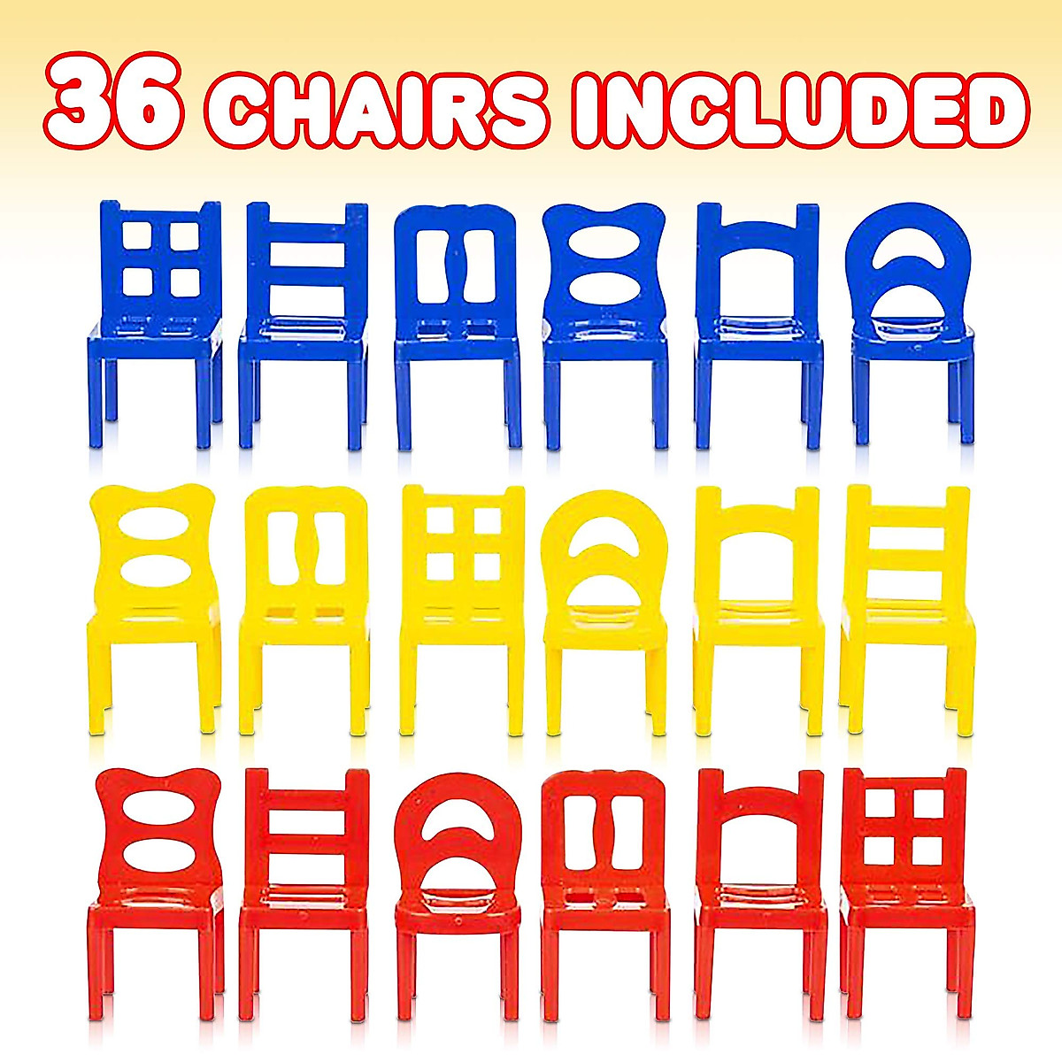 Gamie Balancing Chair Game, 2 Sets, Stacking Chair Games with 18 Mini Chairs & Instruction Guide, Family Game Night Games for Children, Development Learning Game for Coordination & Balance