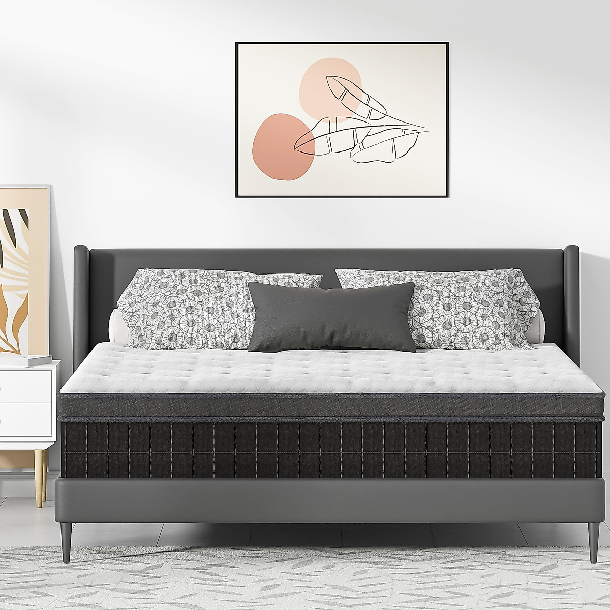 Ladinimo King Mattress, Hybrid Mattress with High Density Foam & Motion Isolation with Individually Wrapped Pocket Coils Medium Firm Mattresses,King Size Mattresses 80 * 76 * 14 inches