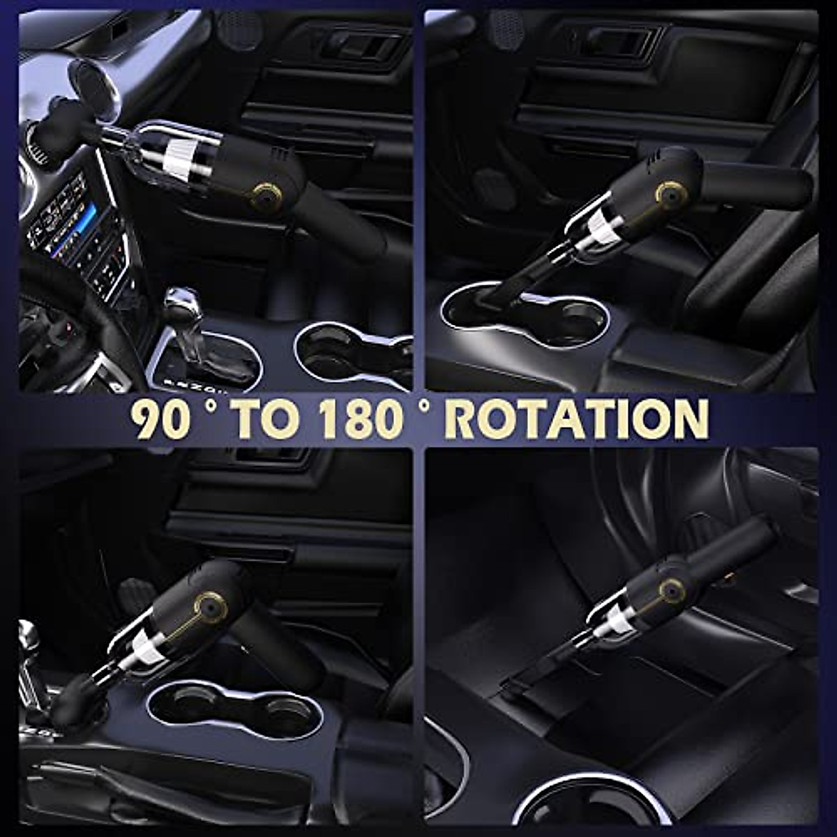 SRHHOODD Car Cordless Vacuum Cleaner - Portable Car Vacuum 90 Angle Rotation 8000pa High Power Car Vacuum Cordless Rechargeable, Car Cleaning Kit Lnterior Deep Deailing Cleaning Automotive