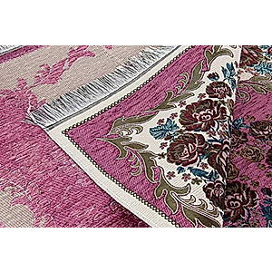 Muslim Prayer Rug with Prayer Beads | Janamaz | Sajadah | Soft Islamic Prayer Rug | Islamic Gifts | Prayer Carpet Mat, Chenille Fabric, Rose