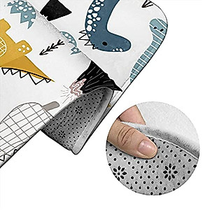 ZOEO Cream Dinosaur Cute Dino T Rex Bathroom Rugs Bath Mat Sets 3 Piece for Toilet Large Non Slip Contour Mats U Shaped for Men Women