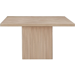 Meridian Furniture 729Oak-T Belinda Collection Mid-Century Modern Dining Table, Solid Wood Base, Natural Finish Oak Wood Veneer MDF Top, Square Top, Fluted Base, 54" W x 54" D x 31" H, Oak