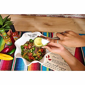 Mud Pie Circa Taco Salad Bowl and Towel Set, White, 5" x 10" dia