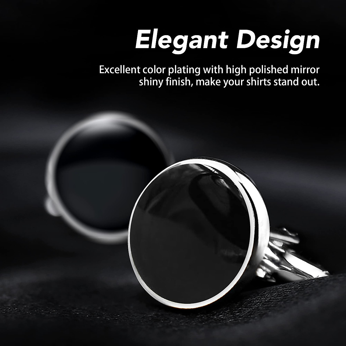 Elegant Cufflinks for Men, Jewelry Stainless Steel Classic Tuxedo Shirt Cuff Links with Gift Box for Men Unique Business Wedding- Black Toned