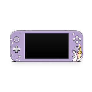 TACKY DESIGN Unicorn Skin Compatible with Nintendo Switch lite Skin, Kawaii Cute Purple Color Compatible with Switch lite Skin Vinyl 3m Stickers Full wrap Cover