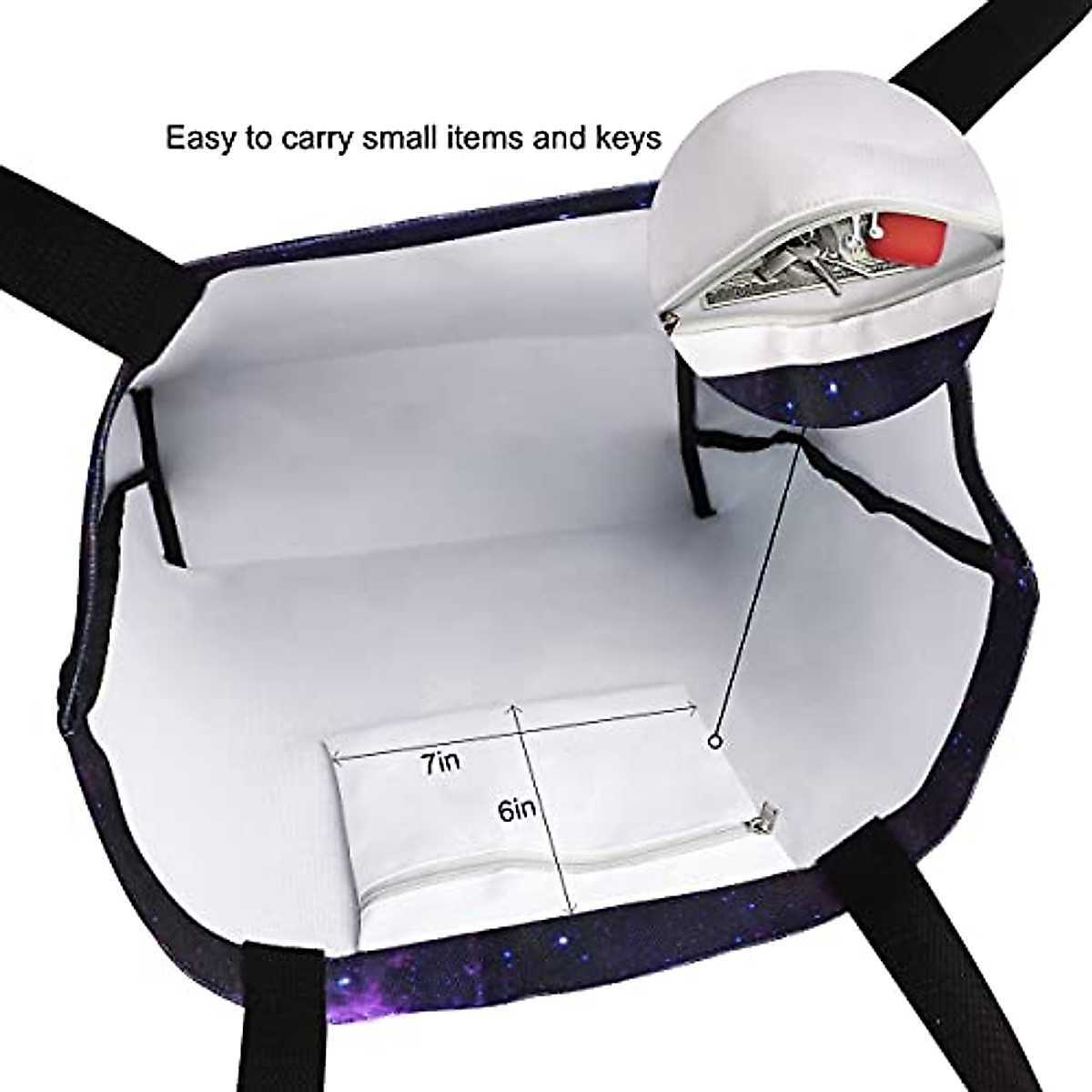 Top Handle Handbags 96 Shoulder Tote Bag Universe Galaxy Nebula Space Tote Washed Canvas Purses Bag for Women Girls