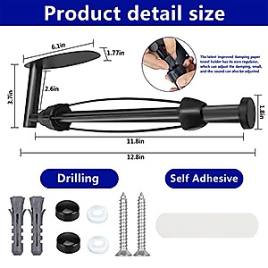 TAMHUYEO Paper Towel Holder,Adjustable Easy Tear Wall Mount Paper Towel Holder Under Cabinet with Damping,Effect for Kitchen Bathroom(Black)