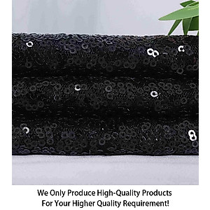 ShiDianYi 3 Feet 1 Yards-Sequin Fabric, by The Yard, Sequin Fabric, Tablecloth, Linen, for Xmas Decor (1 Yards 1PC Black)
