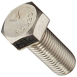 18-8 Stainless Steel Hex Bolt, Plain Finish, Hex Head, External Hex Drive, Meets ASME B18.2.1/ASTM F593, 4-1/2" Length, Partially Threaded, 1"-8 Threads
