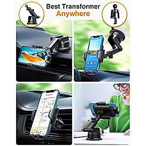 VANMASS TOP Car Phone Holder [Military-Grade Suction & Vent Clip] Cell Phone Mount for Car Dashboard Windshield Vent, Truck Automobile Cradles Dash Stand Bracket for iPhone 14 Pro Max 13 12 11 Android