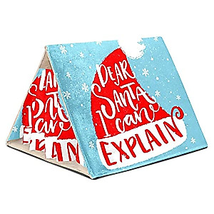 enheng Small Pet Hideout Winter Christmas Hat Snowflake Hamster House Guinea Pig Playhouse for Dwarf Rabbits Hedgehogs Chinchillas