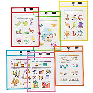 Magnetic Dry Erase Pockets by Two Point (6-Pack) - Plastic Sleeves | Teaching Supplies | Dry Erase Sheets | Dry Erase Sleeves | School Supplies for Teachers | Job Ticket Holders | Office Products