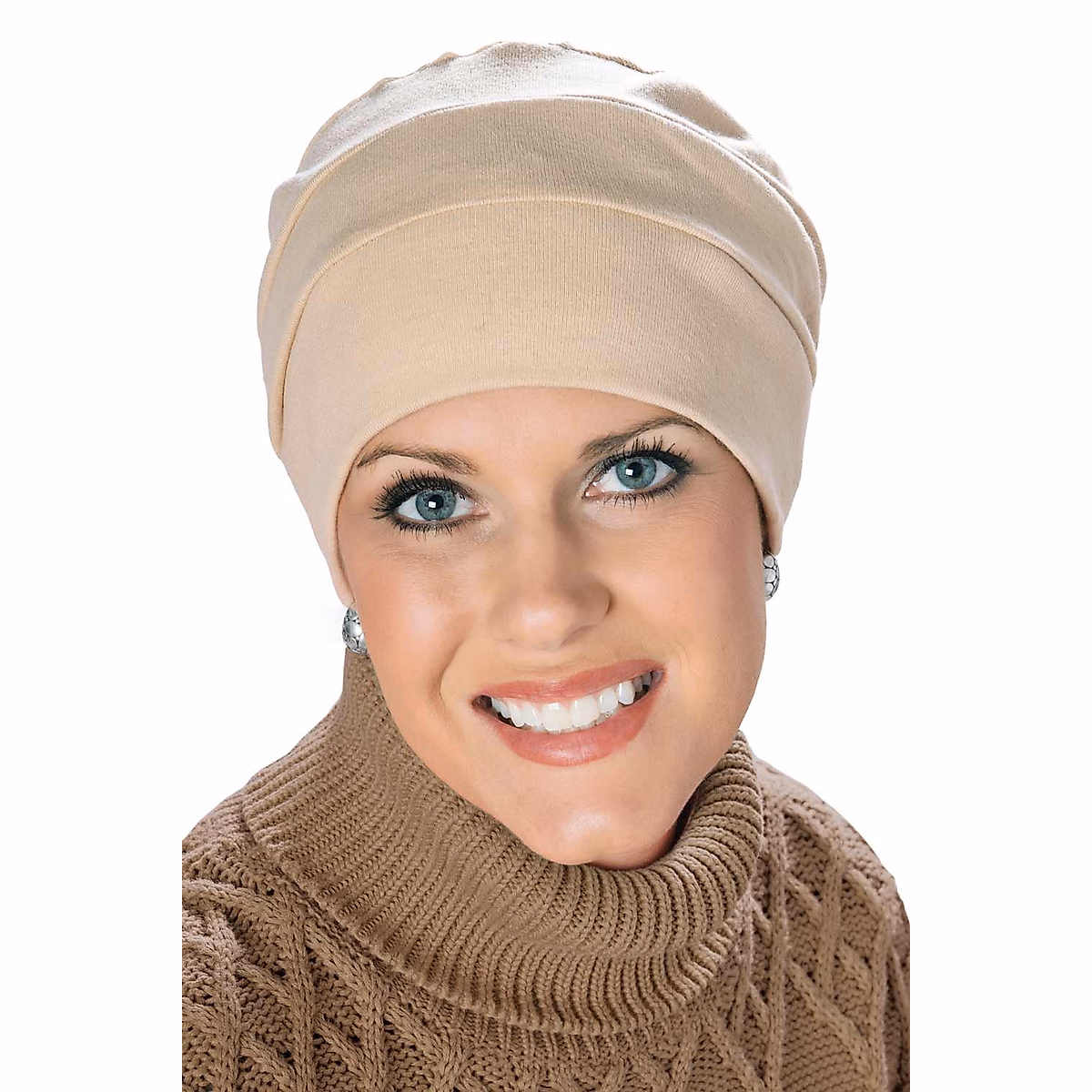 Headcovers Unlimited 100% Cotton Three Seam Turban | Chemo Turbans for Cancer Patients Royal Blue Heather