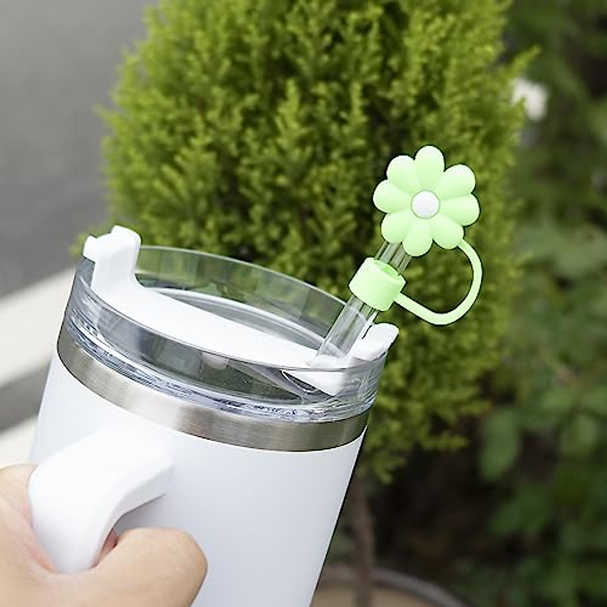 4Pcs 0.4in Diameter Cute Silicone Straw Covers Cap for Stanley Cup, Dust-Proof Drinking Straw Reusable Straw Tips Lids