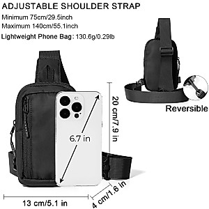 Small Sling Bag Lightweight Fanny Pack Mini Crossbody Backpack Casual Personal Pocket Bag Waterproof Phone Chest Bag (Black)