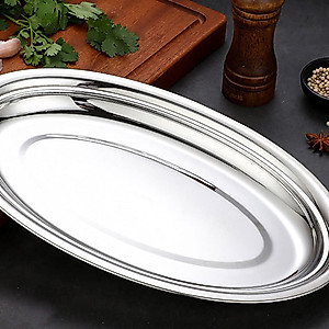 GANAZONO 2pcs Steamed Fish Plate Steel Plate Food Display Tray Metal Serving Plates and Bowls Sushi Plate Ceramic Serving Tray Fruit Serving Plate Dressing Table Disc Child Stainless Steel
