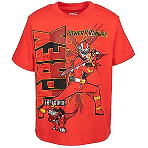 Power Rangers Little Boys Graphic T-Shirt and Mesh Shorts Outfit Set Black/Red 6