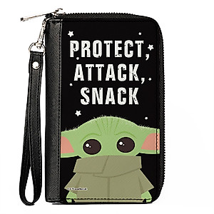 Buckle-Down Women's PU Zip Around Wallet Rectangle-Star Wars The Child, 7.5"x4.5"