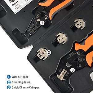 iCrimp Quick Change Ratcheting Crimper Tool Kit, Automotive Service Kit, for Crimping IWS4 Connector, Insulated & Non-insulated Terminal, Open Barrel Terminals, Dupont Connector, End Sleeve Ferrules