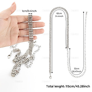 AUEAR, Fashion Silver Crystal Waist Buckle Belt Metal Chain Dress Belt Rhinestone Chain for Women Wedding Party Decor