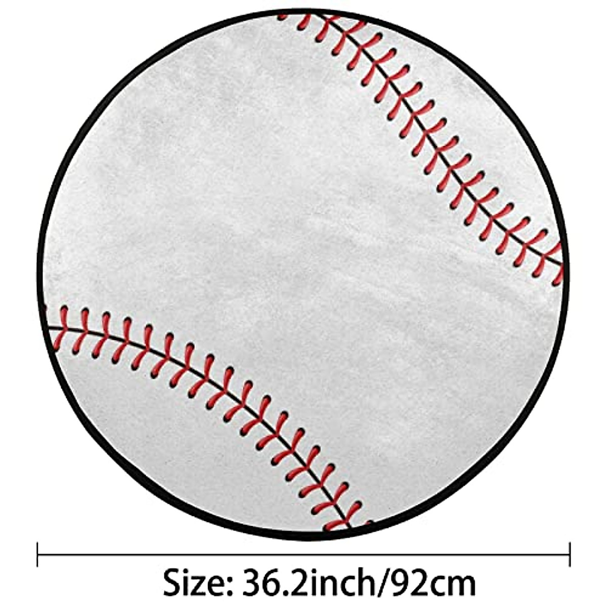 Pardick Baseball Rug Round 3ft Circle American Sport Area Rug for Men Living Room,Kids Boys Bedroom Playroom Home Decor Sports Baseball Pattern Nursery Rug White (36.2 inch)