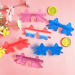 RTBOFY 2 Pack Star Sunglasses for Adult Fashion Party Queen Style Rimless Star Shaped Glasses for Veterans Day Party Favor