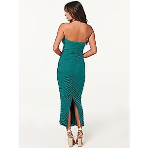 ANRABESS Women Ruched Bodycon Dress 2023 Summer Sexy Strapless Sleeveless Slit Party Cocktail Club Night Dresses Elagant Wedding Guest Evening Graduation Prom Dress 883huqing-M Lake Green