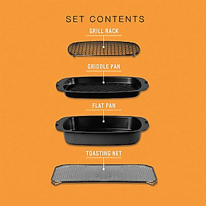 Sengoku SET-G16A(K) HeatMate Instant Heat Mini Countertop Oven Toaster Oven with Graphite Technology, 4 Non-Stick Pans for Toasting & Baking, Black