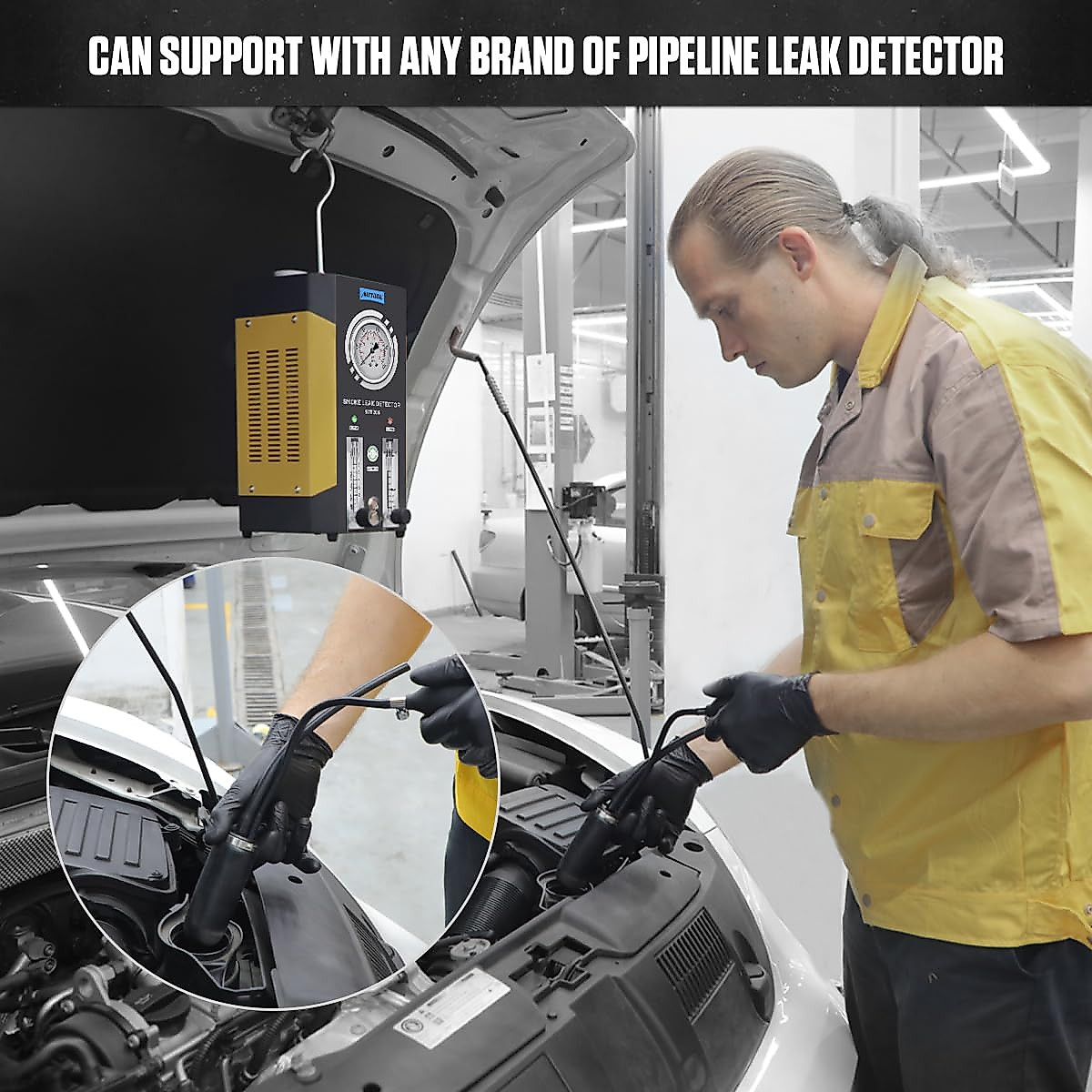 Universal Easy Intake Adapter for 12V Vehicle Pipes Fuel Leakage Detector Diagnositc Tester