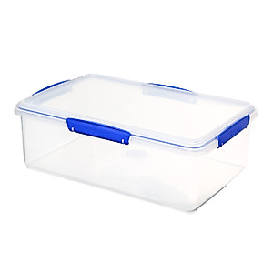 Sistema Large Food Storage Container with Lid for Lunch, Meal Prep, and Leftovers, Dishwasher Safe, 236oz, Clear/Blue