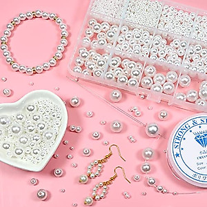 TOAOB 1400pcs White Pearl Beads for Jewelry Making 3mm to 14mm Plastic Pearl Beads Loose Round Faux Pearl Beads with Holes for DIY Crafts Earring Necklace Vase Filler and Home Decoration