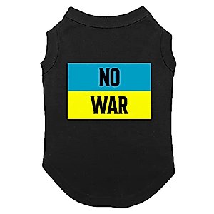 No War - Peace Ukraine Flag Dog Shirt (Black, Medium)