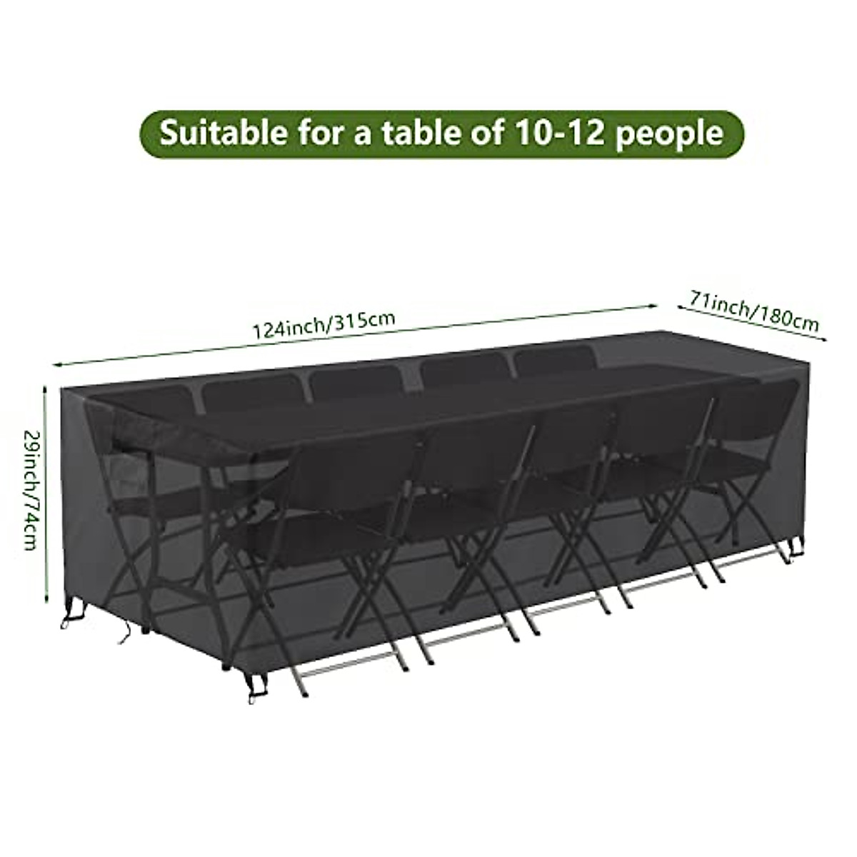 600D Patio Furniture Covers Rectangular Garden Patio Table and Chair Covers Large Outdoor Furniture Sofa Covers Waterproof Heavy Duty Fits up to 124W x 71D x 29H inches