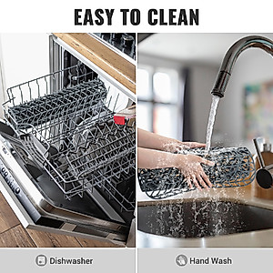 CO-OPTING 28.2"x15" Sink Protectors for Kitchen Sink,Silicone Kitchen Sink Mat Fit Right/Left/Rear/Center Drain For Bottom of Farmhouse Stainless Steel/Porcelain Sink-With 9 Can be Sheared Holes