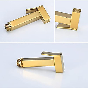 MINJING Handheld Bidet Sprayer Set, Bathroom Toilet Concealed Shower Attachment Set, Solid Brass Hot and Cold Bidet Faucet, Single Handle Cloth Diaper Sprayer, Titanium Gold,A