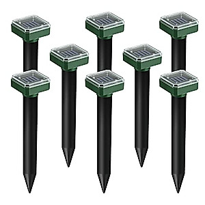 8 Pack Mole Repellent Solar Powered Solar Mole Repellent Ultrasonic Vole Groundhog Repellent Outdoor Waterproof Sonic Repellent Spikes Drive Away Burrowing Animals from Lawns and Yard